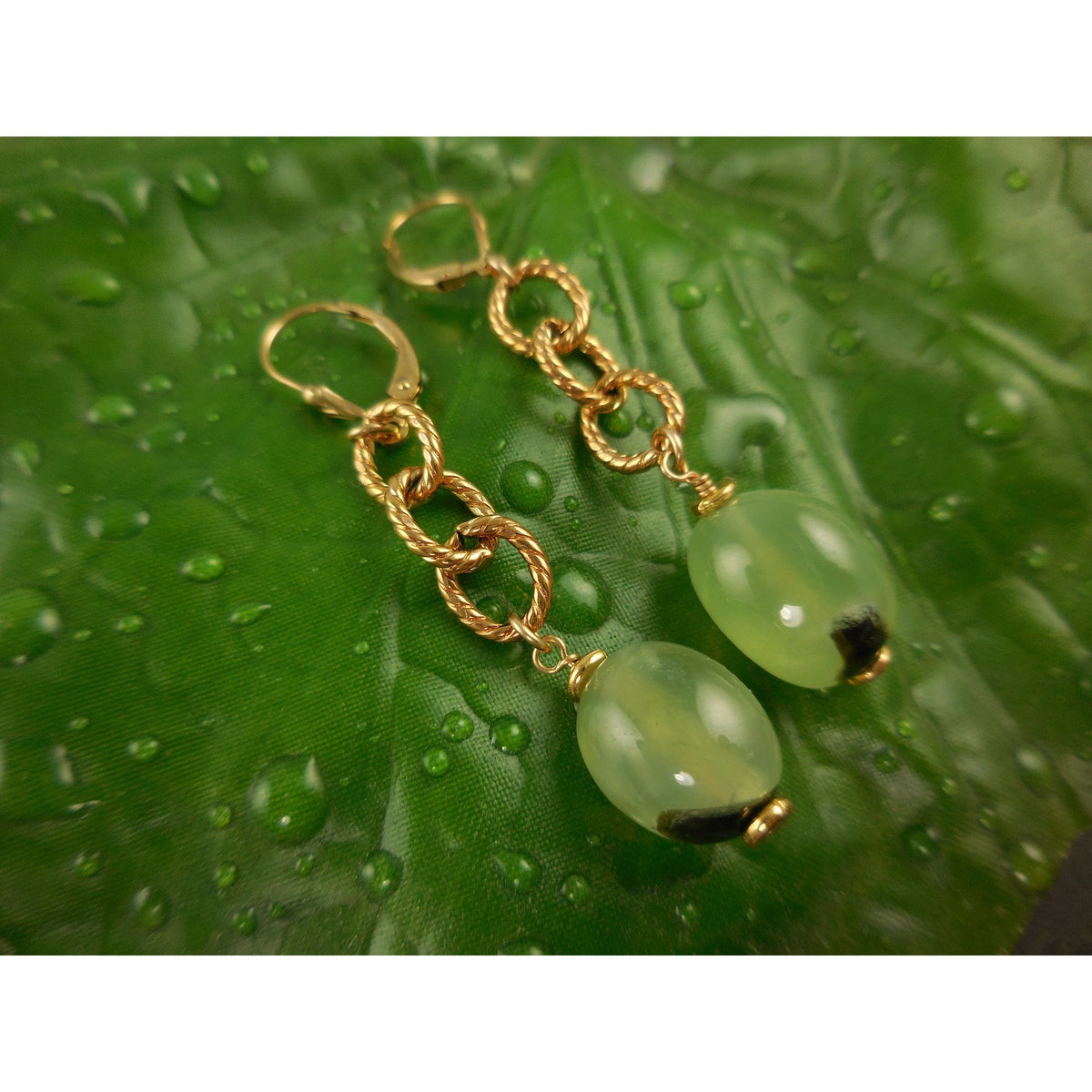 Gold-Filled Prehnite Gemstone Earrings – Sage Inspirations Artisan Jewelry